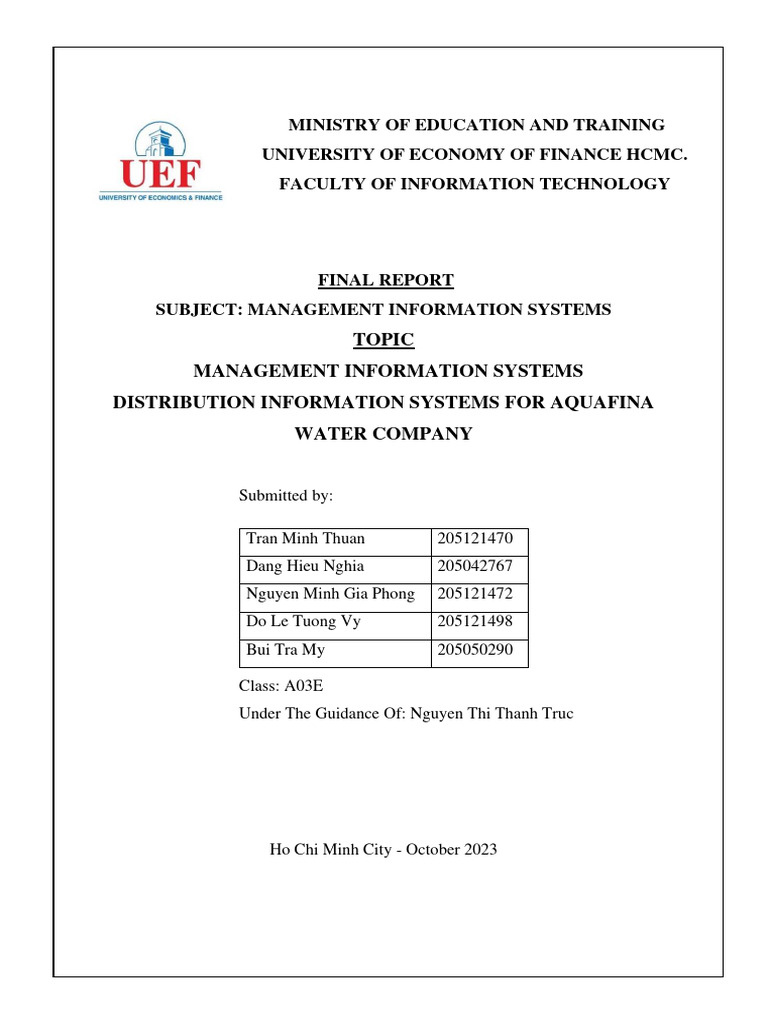 Aquafina Distribution Information Systems | PDF | Chief Financial ...