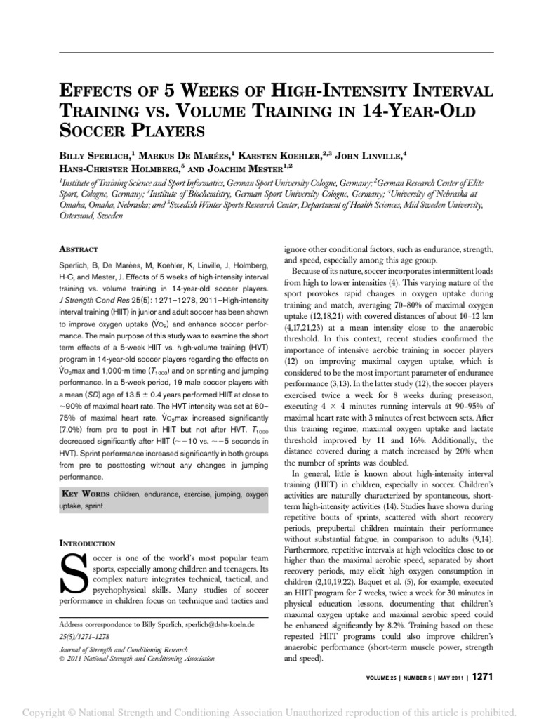 Sperlich 2011 | PDF | High Intensity Interval Training | Heart Rate
