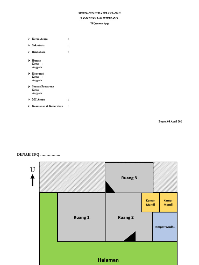 DENAH & Susunan Panitia TPQ | PDF