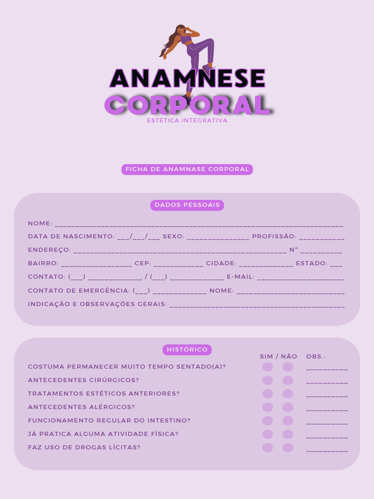 Nana Trainer Ficha De Anamnese Medica