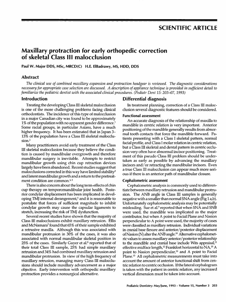 Maxillary Protraction | PDF | Orthodontics | Human Head And Neck