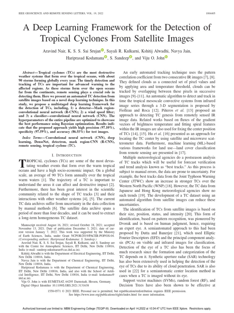 Deep Learning for Tropical Cyclone Detection | PDF | Image Segmentation ...
