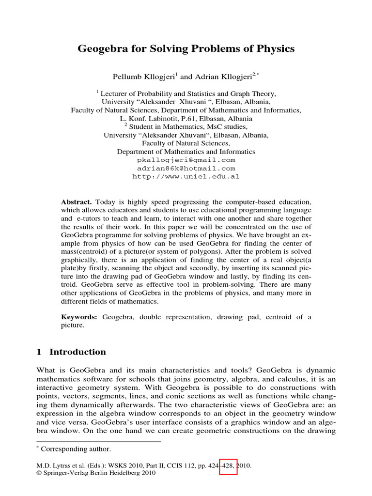 Geogebra For Solving Problems of Physics | PDF