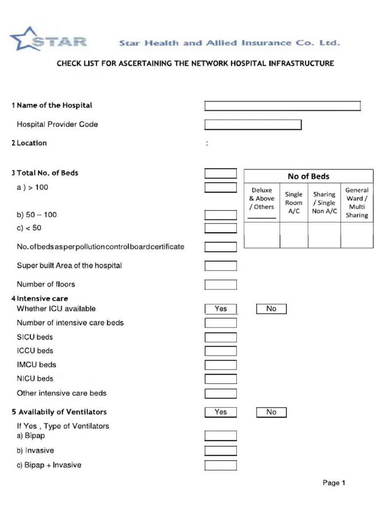 Hospital Infrastructure Checklist | PDF