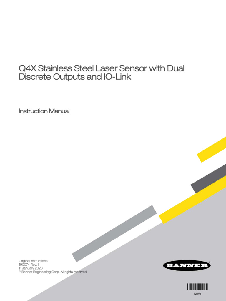Q4X Stainless Steel Laser Sensor With Dual Discrete Outputs and IO-Link ...