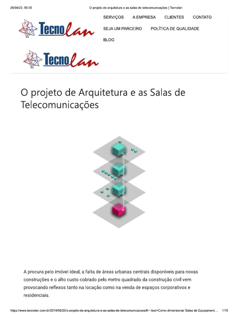 O Projeto de Arquitetura e As Salas de Telecomunicações - Tecnolan | PDF