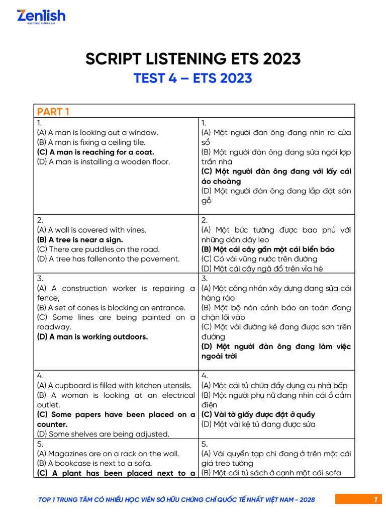 1.7. Giải Chi Tiết Test 4 Ets 2023 Lc | PDF