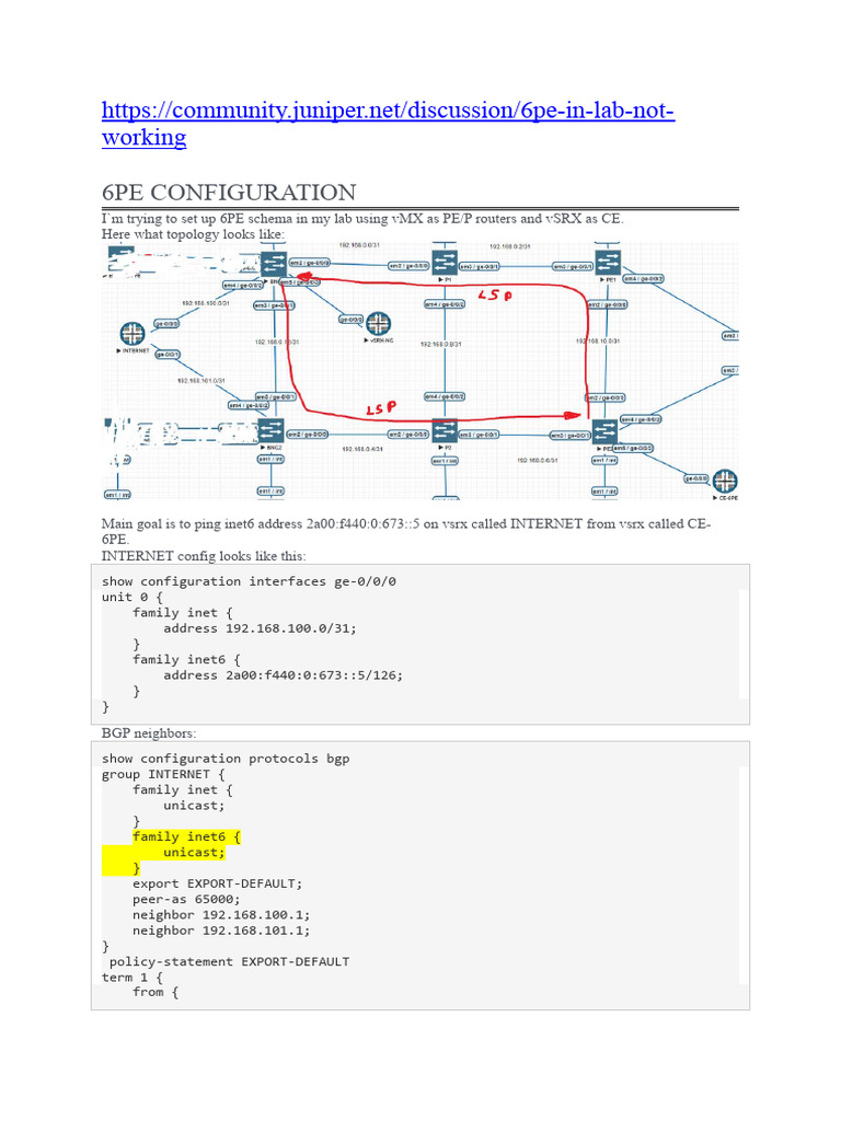 6pe Configuration | PDF | Networking | Multiprotocol Label Switching
