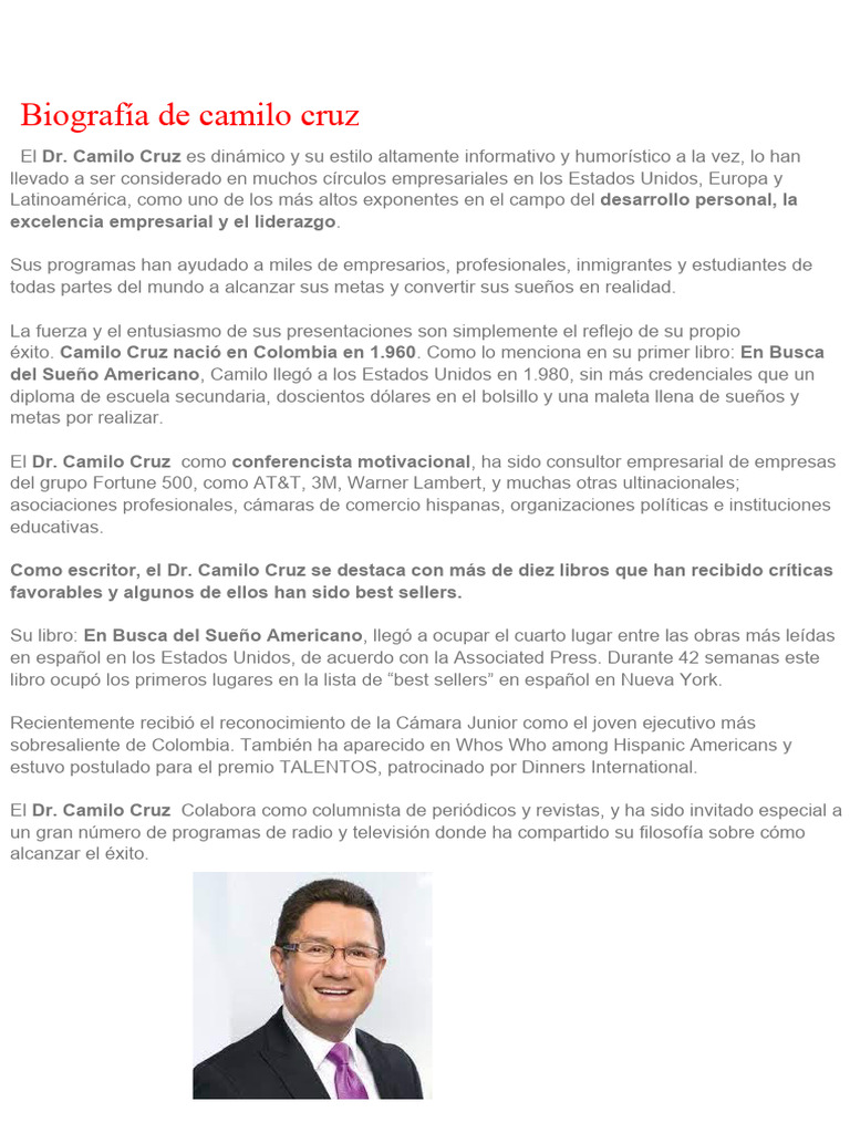 Biografía de Camilo Cruz | PDF