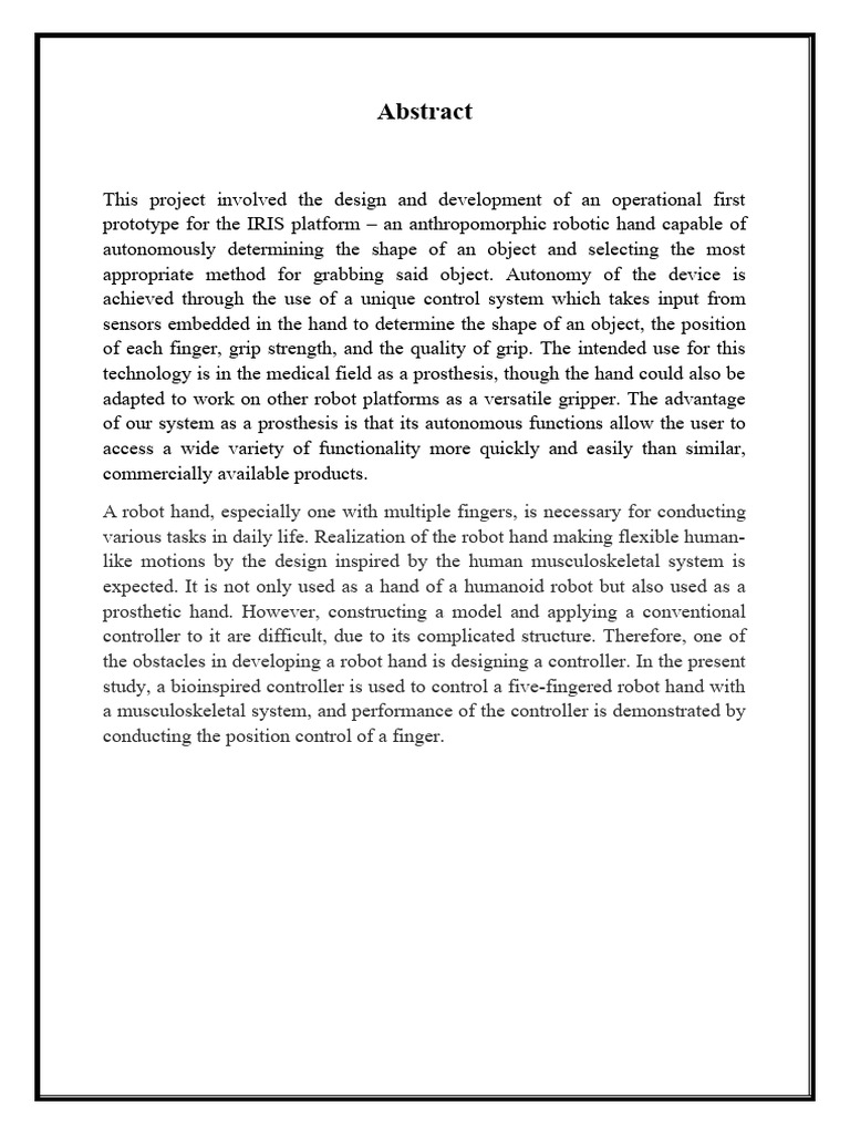 DTE Micro Project Report Simple Robotic Hand Using Arduino Controlled ...