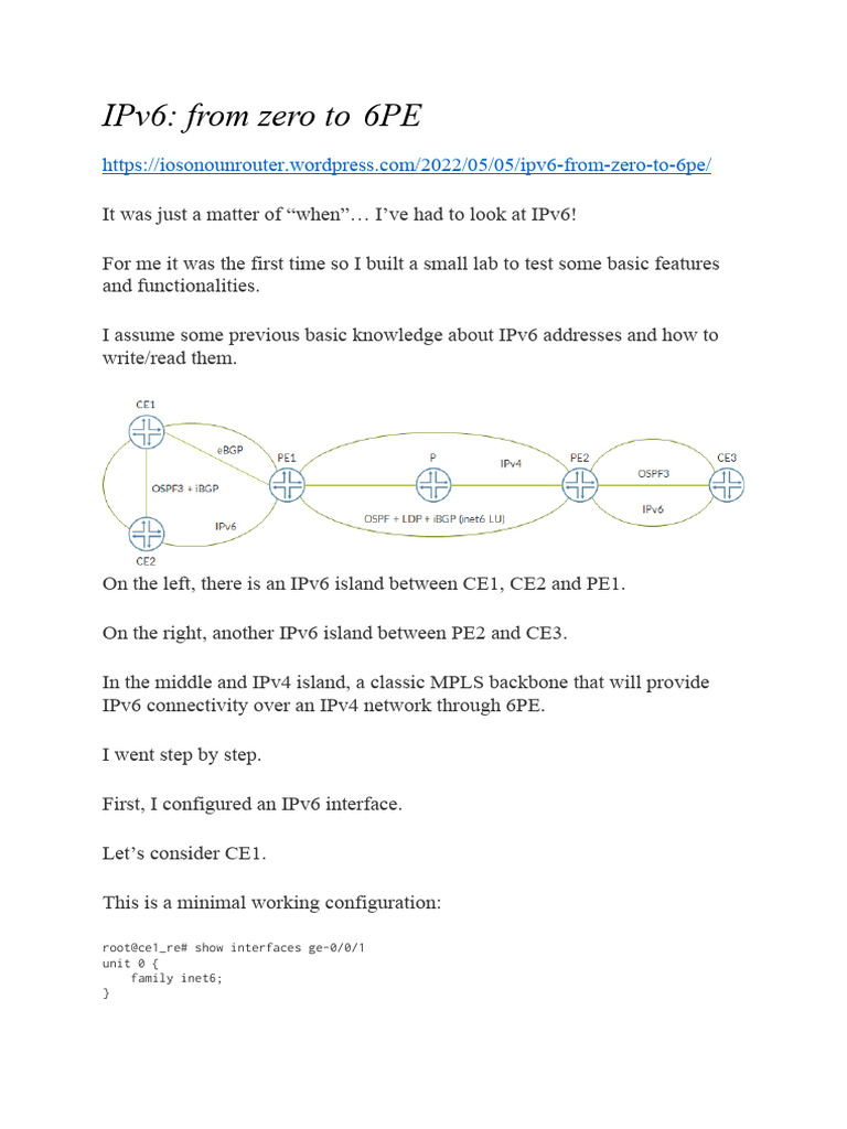6PE Zero To Hero | PDF | Networking | Multiprotocol Label Switching