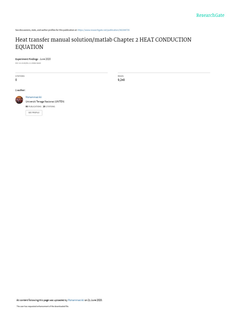 Heattransfermanualsolution Matlab | PDF | Thermal Conduction | Heat