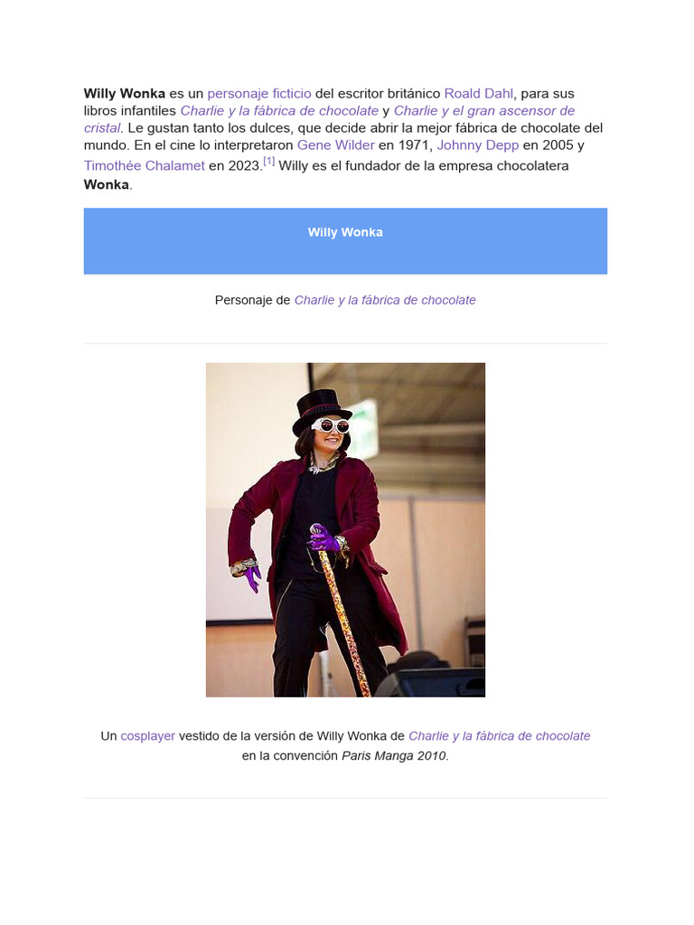 Trabajo Willy Wonka | PDF