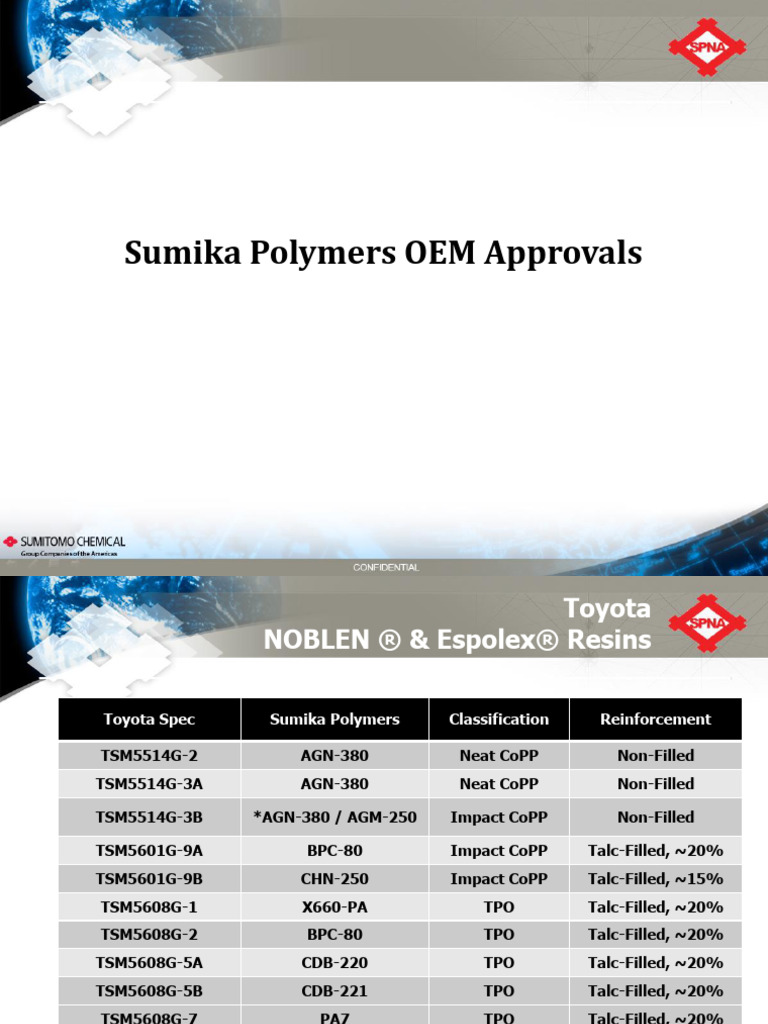 Sumika Polymers OEM Approvals | PDF