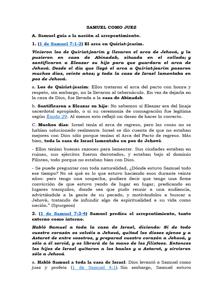 Samuel Como Juez | PDF | Arca de la Alianza | Filisteos