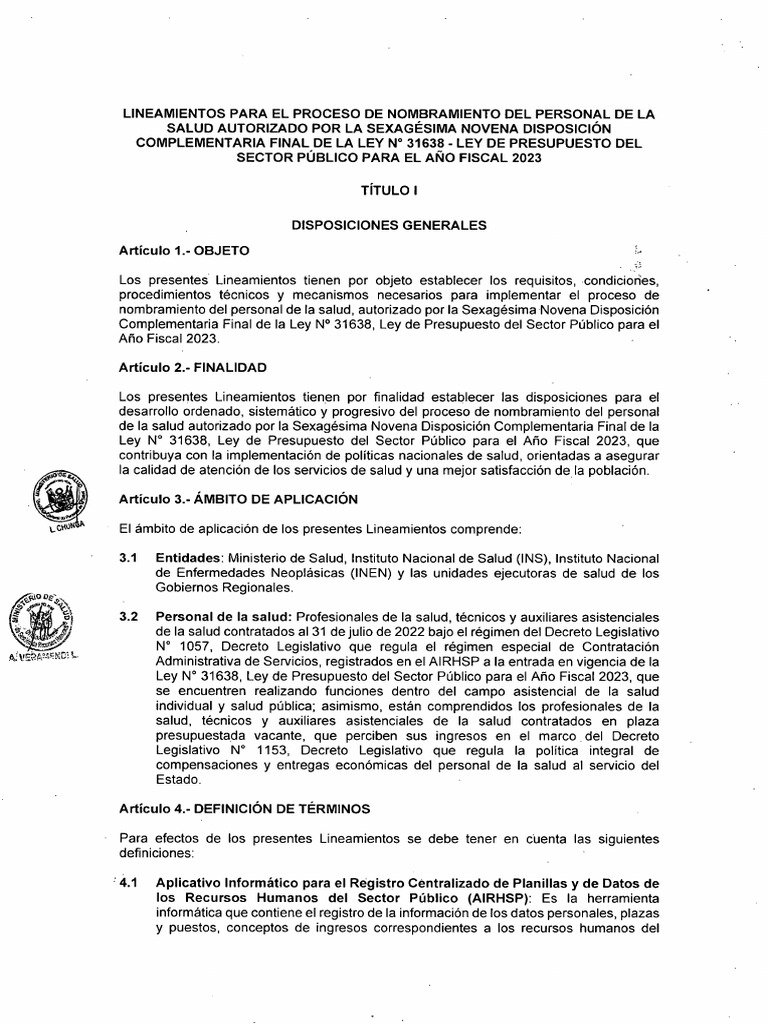 Lineamientos Para El Proceso De Nombramiento Del Personal De La Salud Pdf