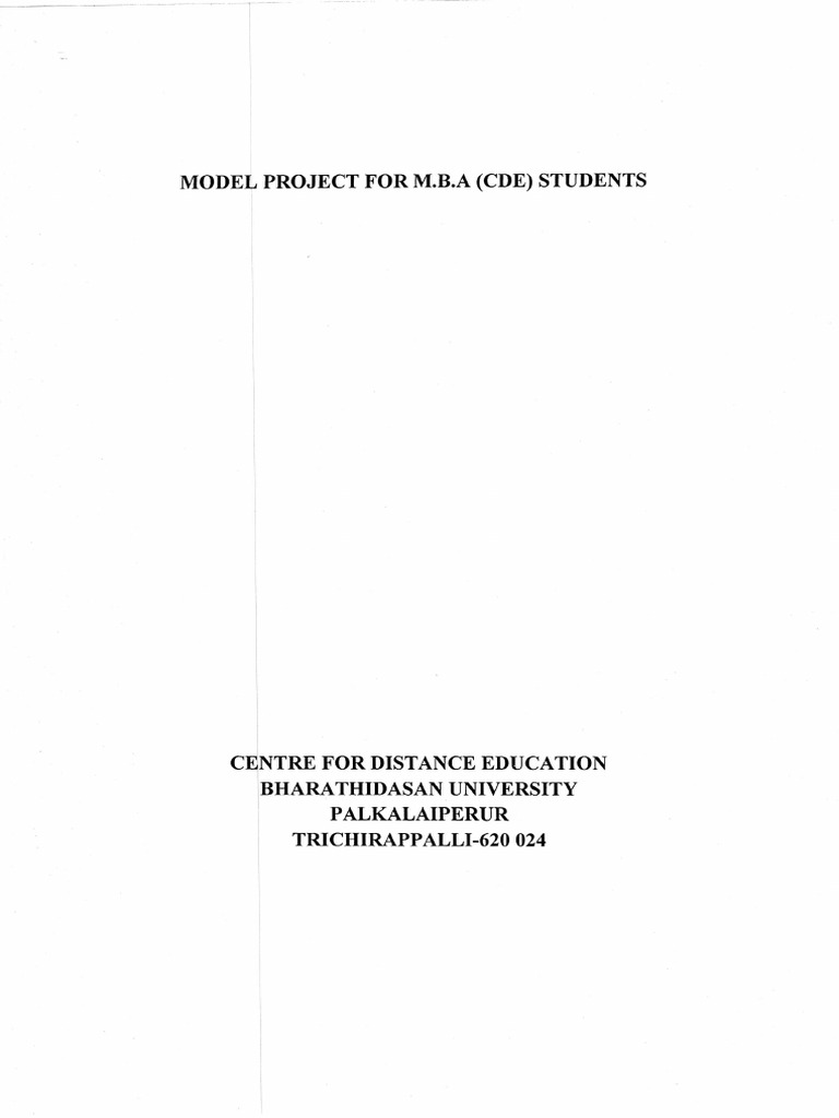 Model Project For MBA | PDF