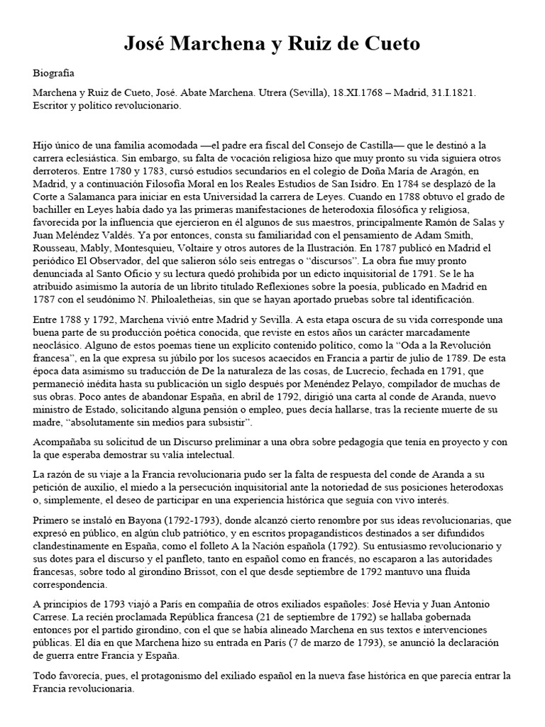 José Marchena y Ruiz de Cueto | PDF