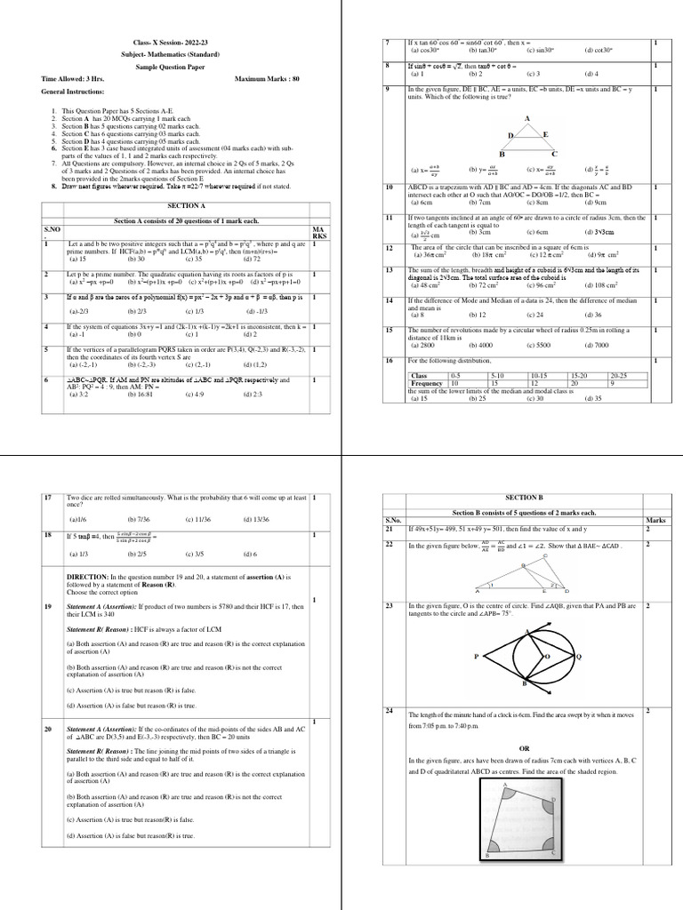 MathsStandard SQP | Download Free PDF | Area | Triangle