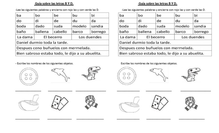 Actividades con las letras B y D | PDF