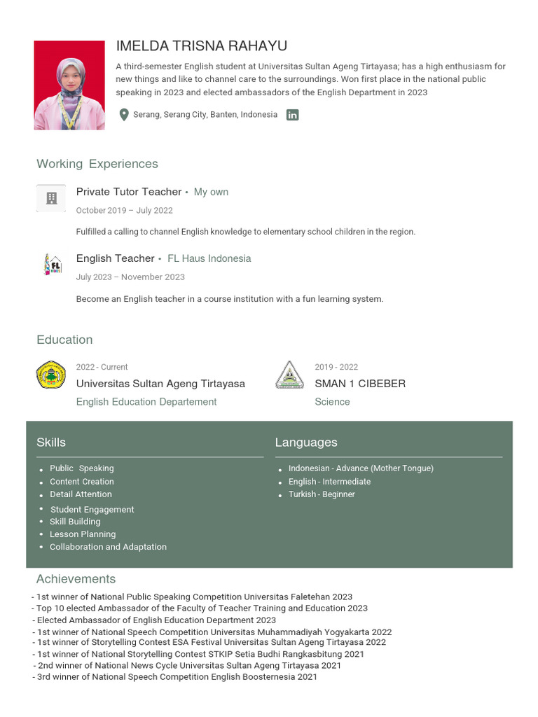 CV - Imelda Trisna Rahayu | PDF