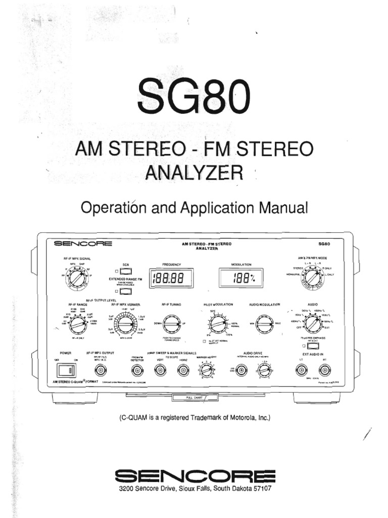 Sencore SG80 Operations | PDF