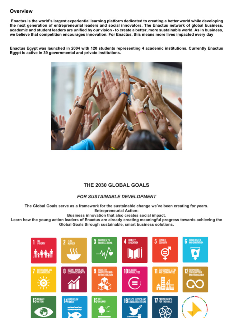 Enactus Egypt Profile | PDF | Egypt | Innovation