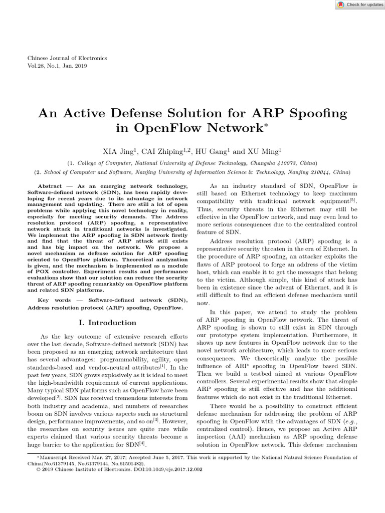 2 - An Active Defense Solution For ARP Spoofing in OpenFlow Network ...