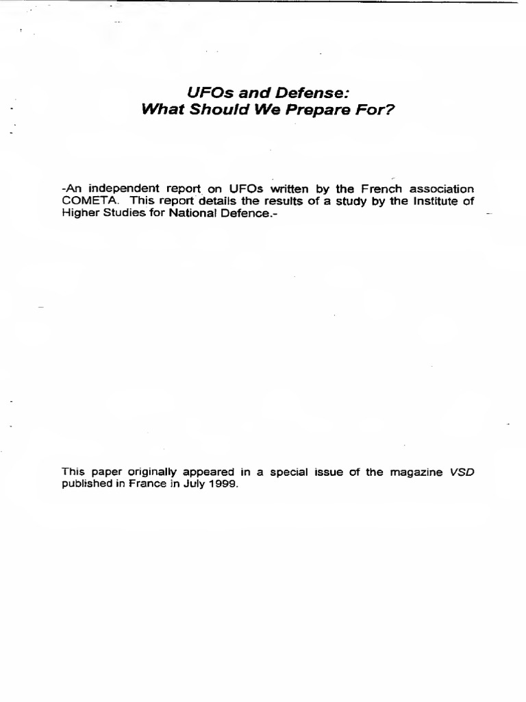 The Cometa Report (UFO's and Defense - What Should We Prepare For ...