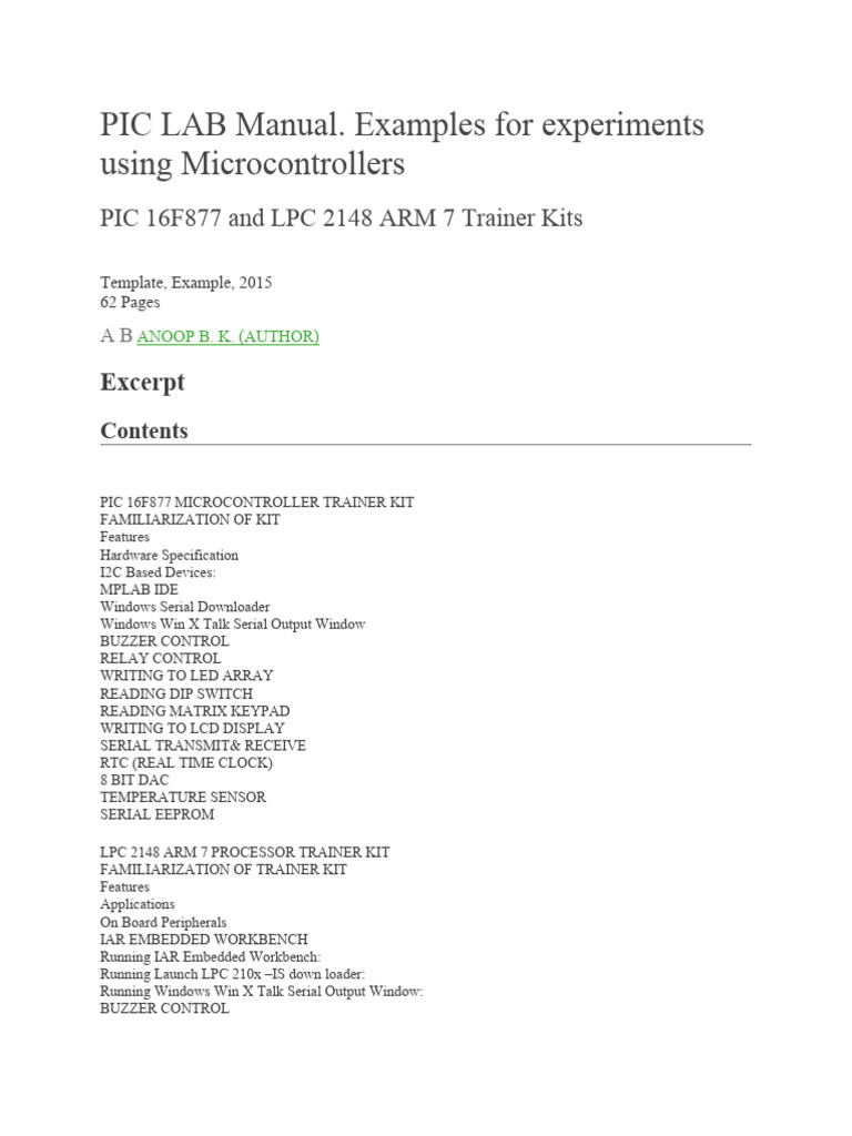 PIC LAB Manual | PDF | Microcontroller | Embedded System