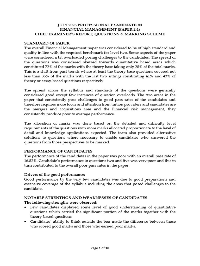 Financial Management Paper 2.4 July 2023 | PDF | Option (Finance ...