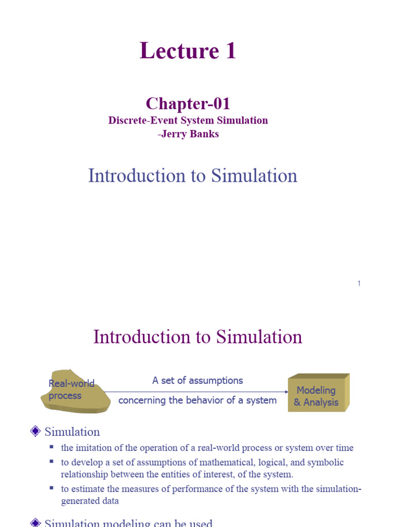 Lecture 1 - Introduction To Simulation Edited | PDF