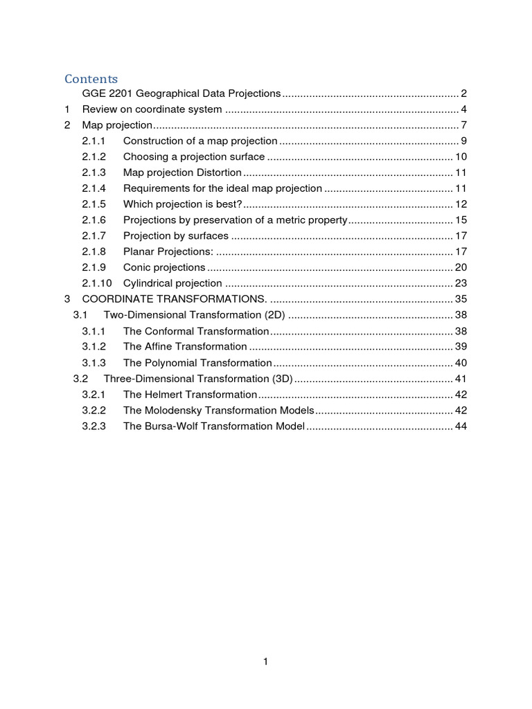 Gge 2201 - Geographical Data Projections Notes | PDF | Latitude ...
