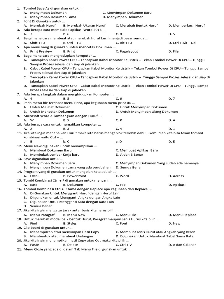 Soal TIK Kelas 8 2023 | PDF