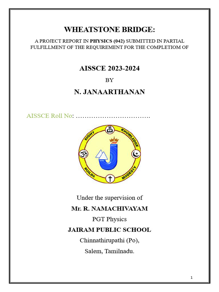 PHY Project Final | PDF | Resistor | Electrical Resistance And Conductance