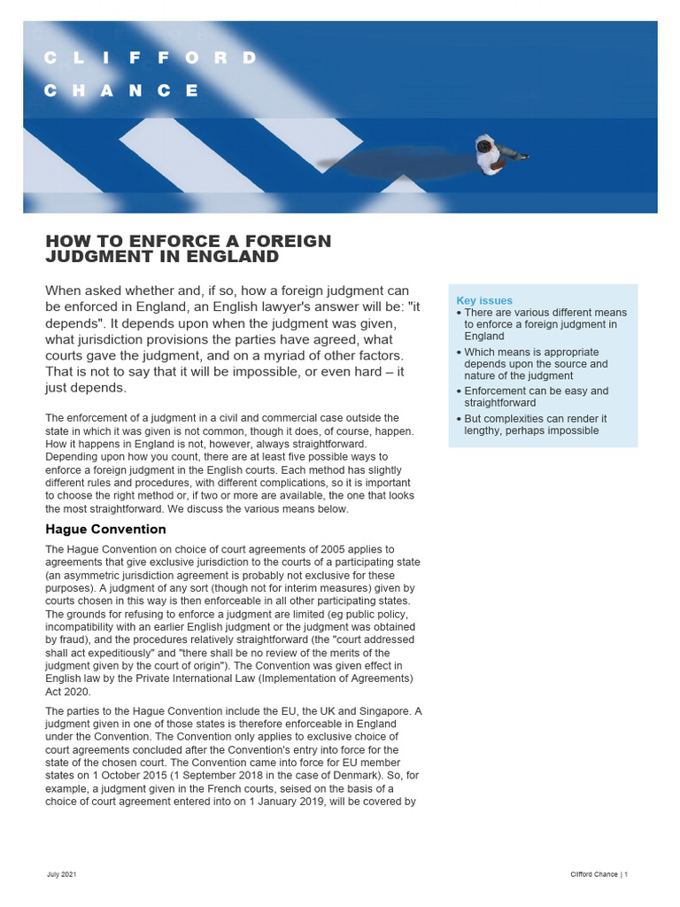 How To Enforce A Foreign Judgment in England | PDF | Judgment (Law ...