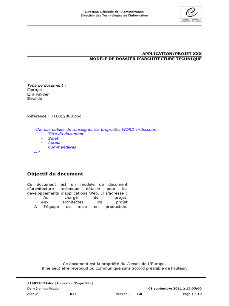 Modèle de Dossier d'Architecture Technique | PDF | Ordinateurs | Technologie et ingénierie