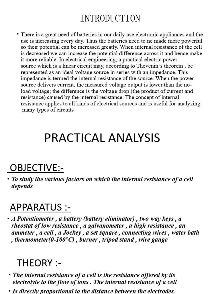 Factors Affecting Internal Resistance | PDF | Electrical Resistance And ...