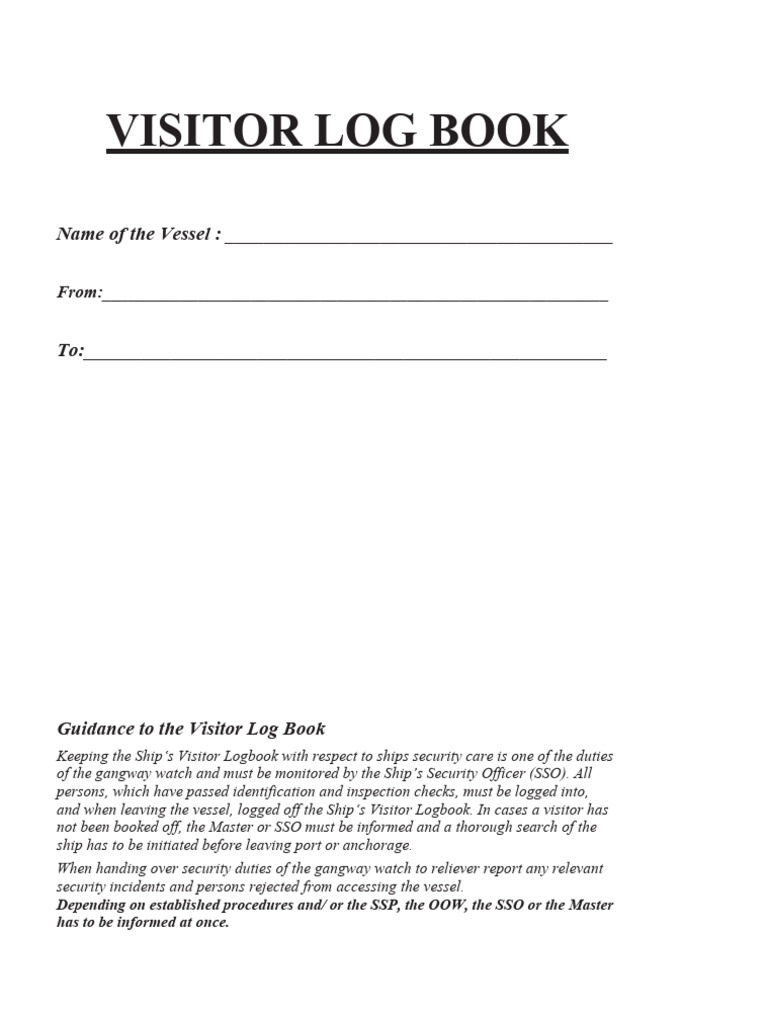 Ship Visitor Logbook Guidelines | PDF