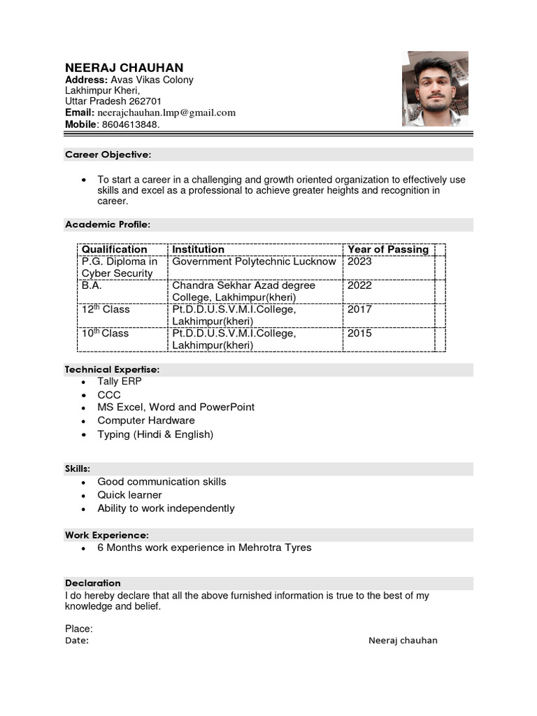 Simple-Fresher-Resume-Format-3 RJ Thakur | PDF