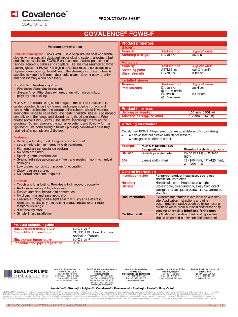 PDS Covalence FCWS F V1 Dec14 Aarps 0464 | PDF | Building Engineering | Materials