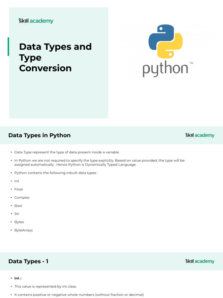Data Types & Type Conversion | PDF