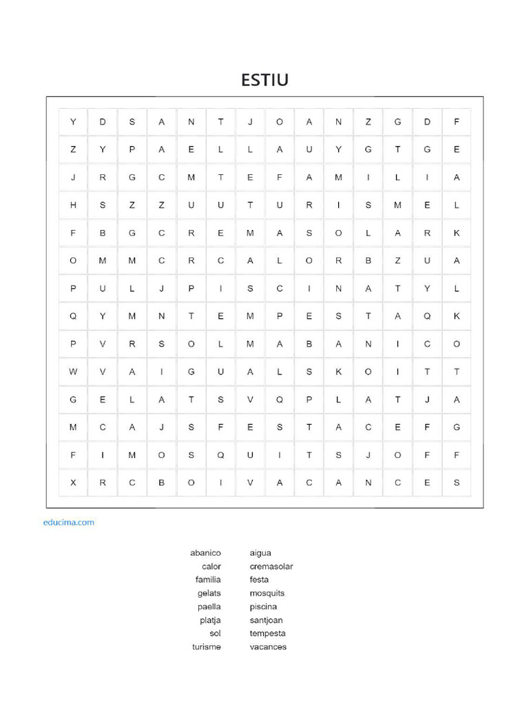 ESTIU Sopa de Lletres | PDF