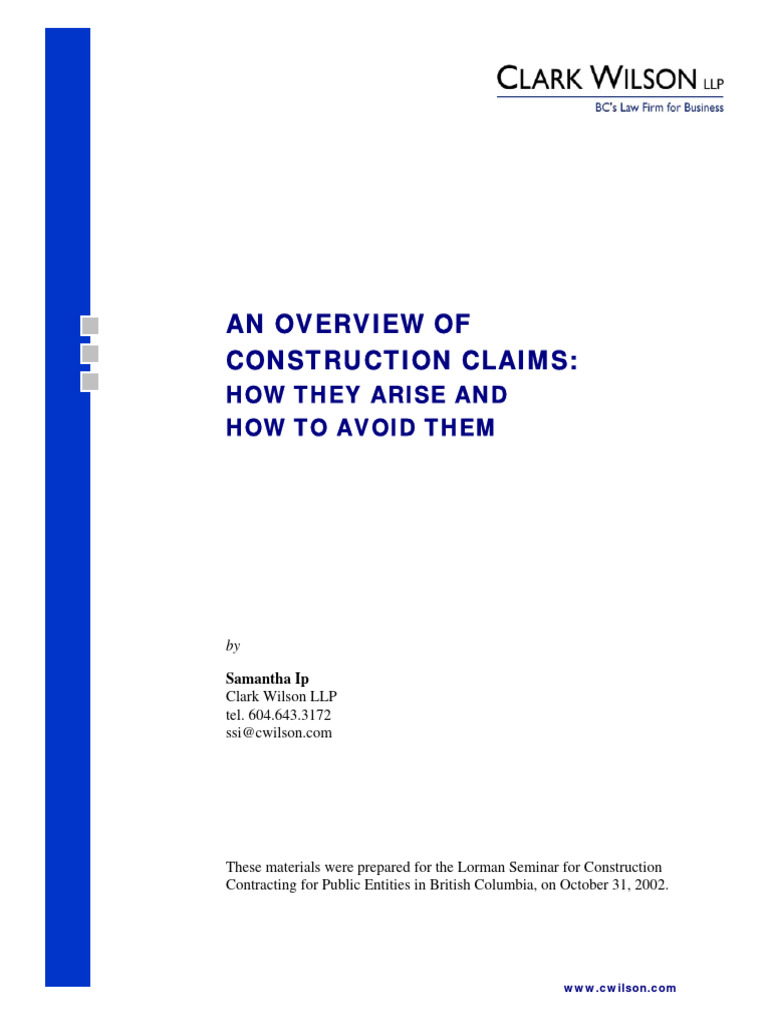 Overview of Construction Claims | PDF | Employment | Damages