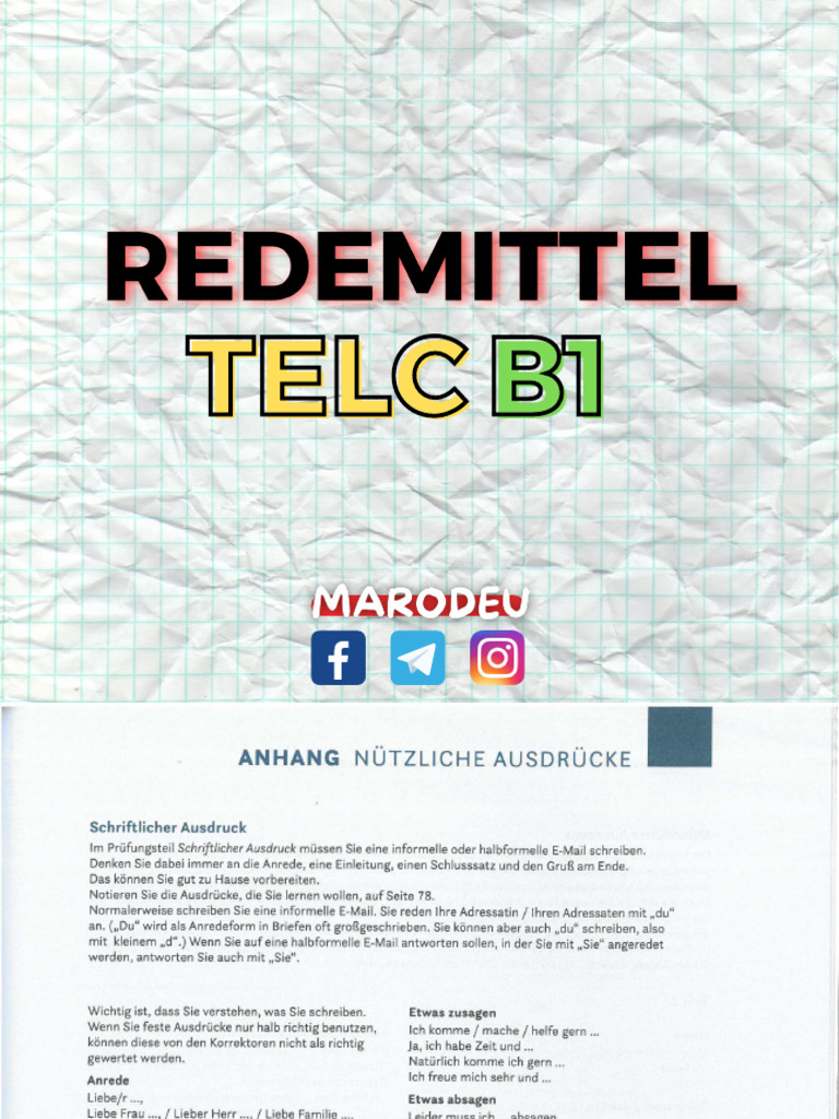TELC B1 Speaking & Writing Resources | PDF