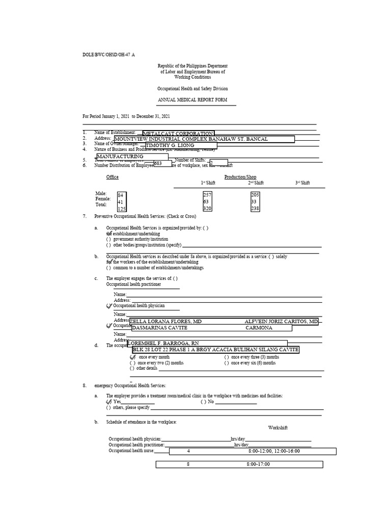 Annual Medical Report - METALCAST 2021 | PDF
