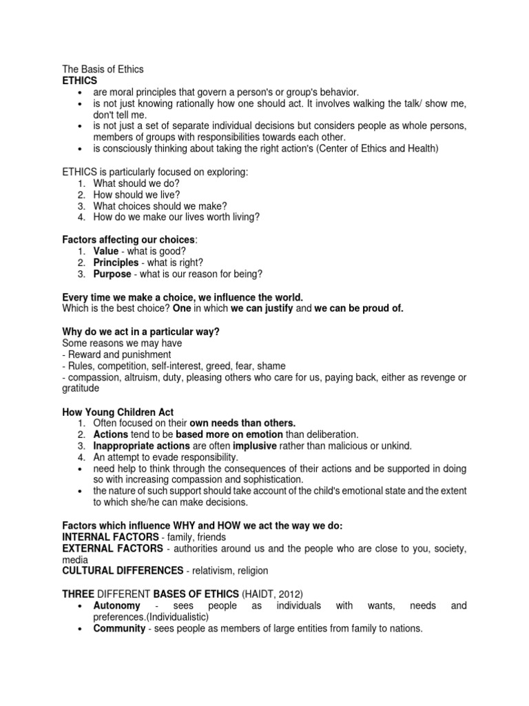 Ethics Notes | PDF