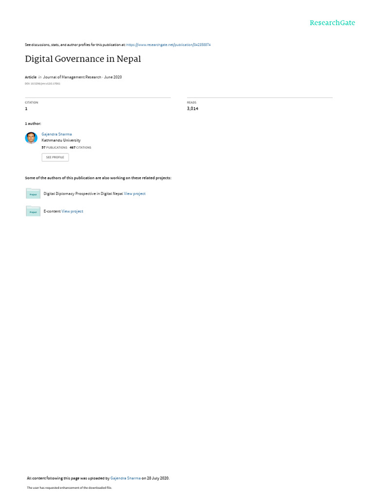 Digital Governance in Nepal | PDF