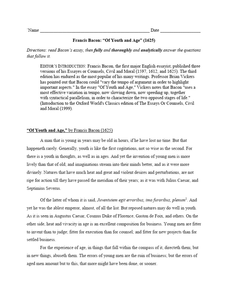 Bacon | PDF | Essays