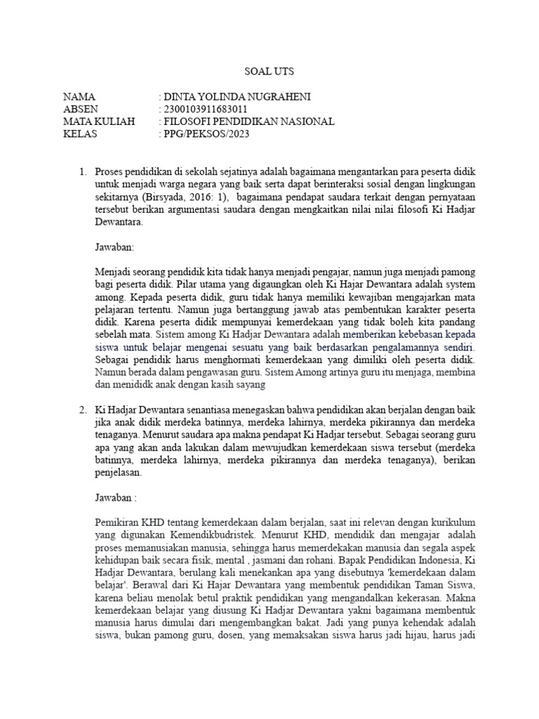 Dinta Yolinda Nugraheni - 2300103911683011 | PDF | Karier & Perkembangan | Kesehatan Holistik